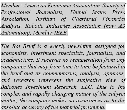 Weekly Bot Brief analysis of stocks in the robotic industry